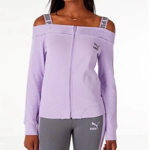 Puma | Tops | Final Sale Nwt Puma Purple Off The Shoulder Top Jacket ...